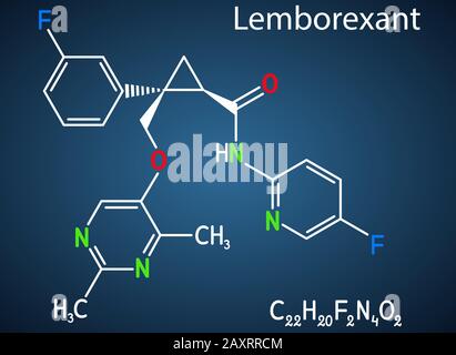 Lemborexant, C22H20F2N4O2 molecule. It is dual orexin receptor ...