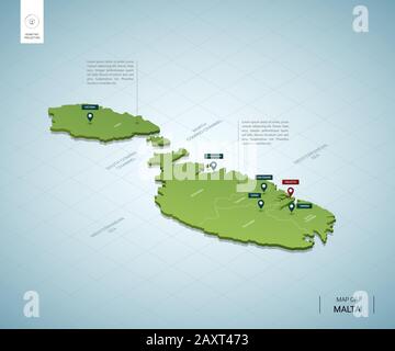 3d map of Malta with borders of regions Stock Vector Image & Art - Alamy