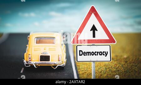 Street Sign the Direction Way to Democracy Stock Photo - Alamy