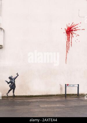 Banksy stencil graffiti in Bristol, UK, death, morte, street art Stock ...