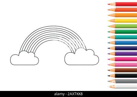 Vector doodle illustration. Line rainbow can be used for wallpapers ...
