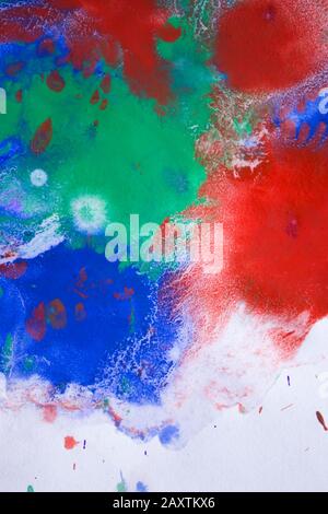 green ink drops spreads on white wet paper, wide photo Stock Photo - Alamy