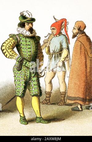 The figures represent Spanish men from A.D. 1500-1600. They are from ...