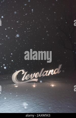 Cleveland Scripts Sign Stock Photo - Alamy