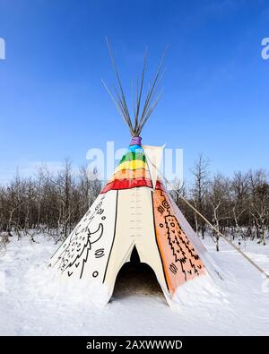 Tipi in winter, Manitoba, Canada Stock Photo - Alamy