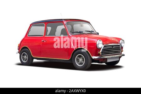 Classic sport British mini car side view isolated on white Stock Photo ...