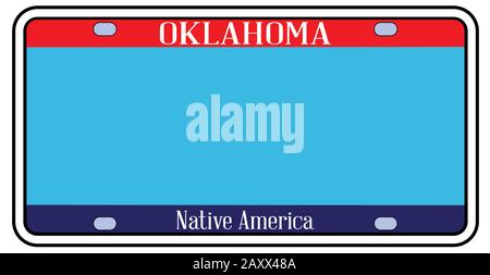 Oklahoma state license plate in the colors of the state flag with the ...