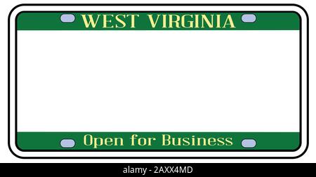 Blank Virginia license plate in the colors of the state flag over a ...