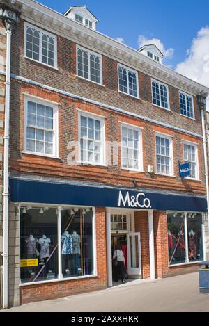 High street shops, The Brittox, Devizes, Wiltshire, England, United ...