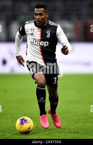 MILAN, ITALY - FEBRUARY 2: Alex Sandro of Juventus, Nicolo Barella of ...