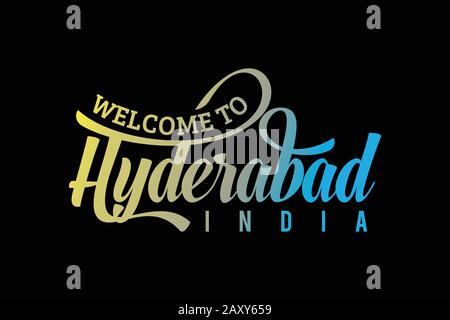 hyderabad, text design. Vector calligraphy. Typography poster. Usable ...