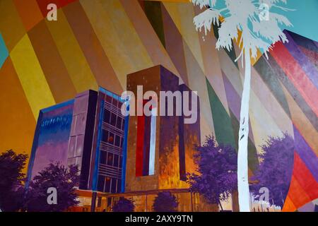 A Colorful mural depicting scenes of Arizona Stock Photo - Alamy