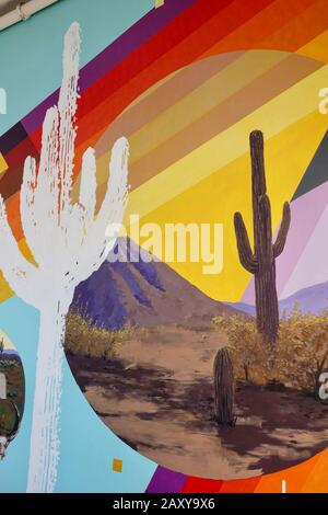 A Colorful mural depicting scenes of Arizona Stock Photo - Alamy