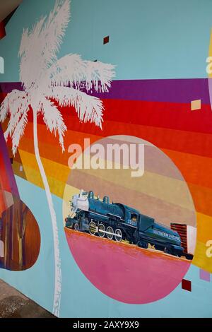 A Colorful mural depicting scenes of Arizona Stock Photo - Alamy