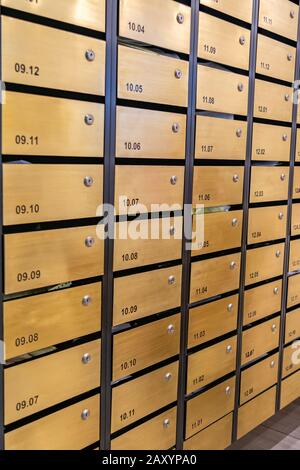 condo mailbox mailboxes metal security steel Stock Photo - Alamy