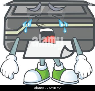 Printer cartoon character with the sad expression Stock Vector Image ...