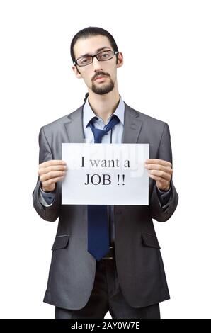 Poor homeless businessman holding sign asking for new job Stock Photo ...