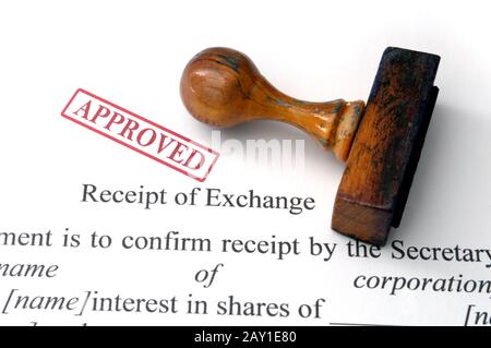 Receipt of exchange Stock Photo - Alamy