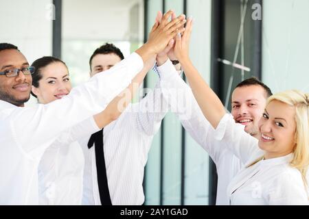 group of successful business people with black arrow Stock Photo - Alamy