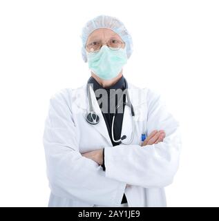 Laughing doctor isolated on white background. Portrait of laughing ...