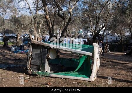 Toilet and refuses at Moria refugee camp Lesbos Greece Stock Photo - Alamy