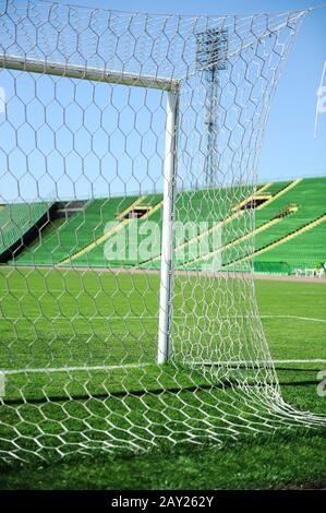 Soccer field with net texture background Stock Photo - Alamy