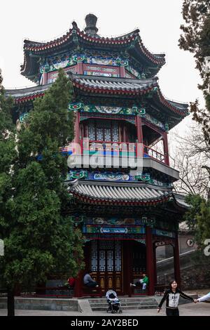Classical traditional old Chinese tower in Summer Palace, Beijing ...