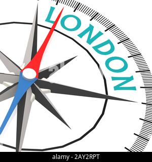 Compass with London word Stock Photo - Alamy