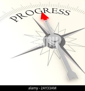 Progress word on compass Stock Photo - Alamy
