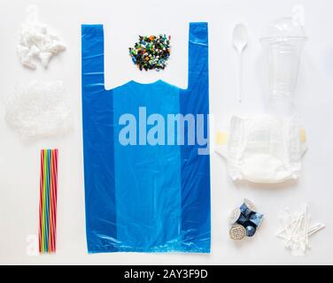 Non Recyclable Single Use Plastic Waste On Shredded Plastic ...