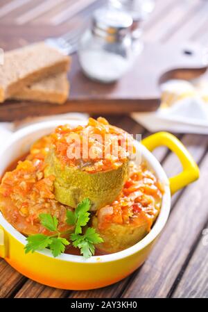 marrow stuffed with minced meat and rice Stock Photo - Alamy