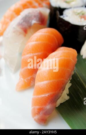 Japanese cold sushi with squid Stock Photo - Alamy
