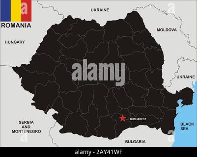 Map of Romania Stock Photo - Alamy