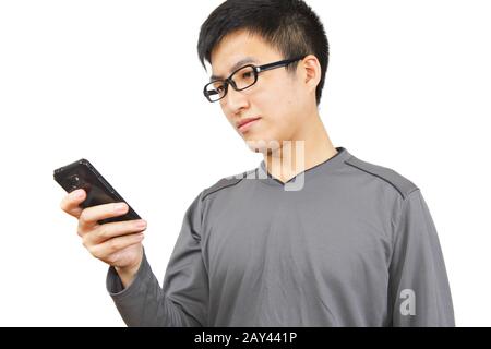 man writting SMS on mobile phone Stock Photo - Alamy