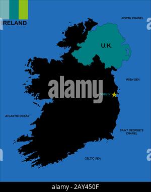 Ireland on the map Stock Photo - Alamy