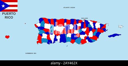 puerto rico flag map Stock Photo - Alamy