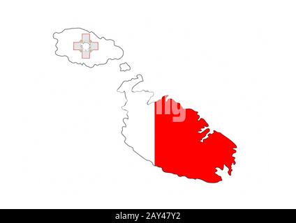 Silhouette of the map of malta with its flag Stock Photo - Alamy