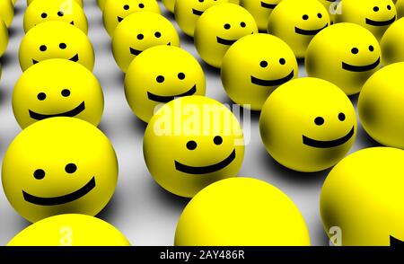 3D Round Smiley Faces as Background Abstract Stock Photo - Alamy