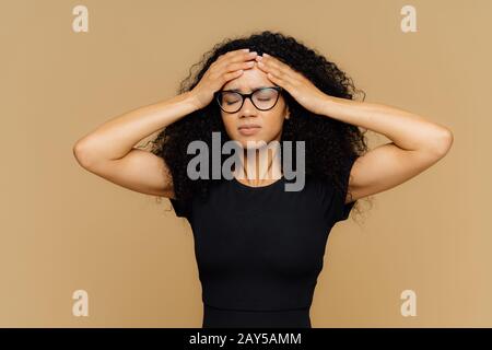 Image of displeased african-american girl decline to eat disgusting ...