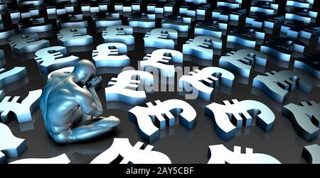 Weak British Pound Currency or Weakening Finances and Man Crying Stock ...