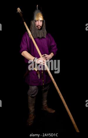 medieval slavic man holds a spear Stock Photo - Alamy