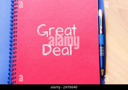 Great deal text concept on notebook Stock Photo - Alamy