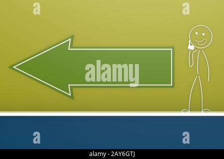 Blank green arrow with puppet Stock Photo - Alamy