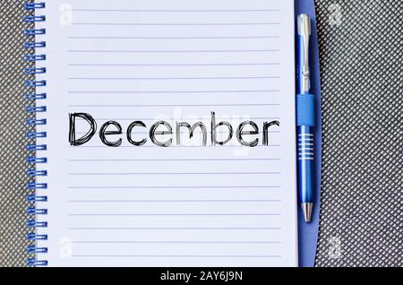 December text concept on notebook Stock Photo - Alamy