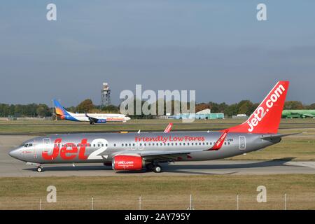 A Jet2 B737NG in the Jet2 Holidays livery heads to the runway at London ...