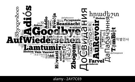 Goodbye in different languages word cloud Stock Photo - Alamy
