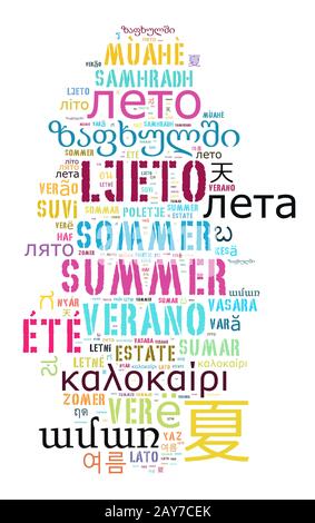 Word Summer in different languages word cloud concept Stock Photo - Alamy
