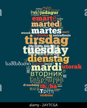 Word Tuesday in different languages Stock Photo - Alamy
