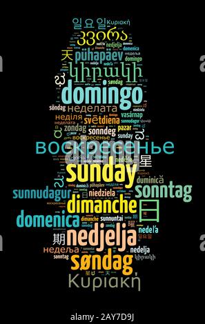 Word Sunday in different languages Stock Photo - Alamy