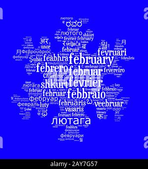 Word February in different languages word cloud concept Stock Photo - Alamy